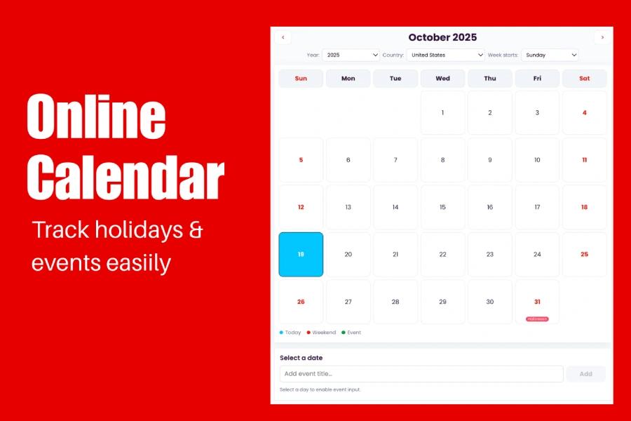 Free Online Calendar with Holidays and Events