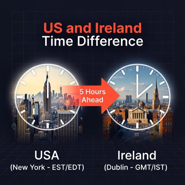 US and Ireland Time Difference (New York vs Dublin)