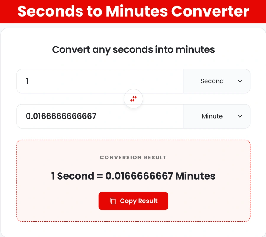 Seconds to Minutes Converter – Online Calculator (secs to mins)