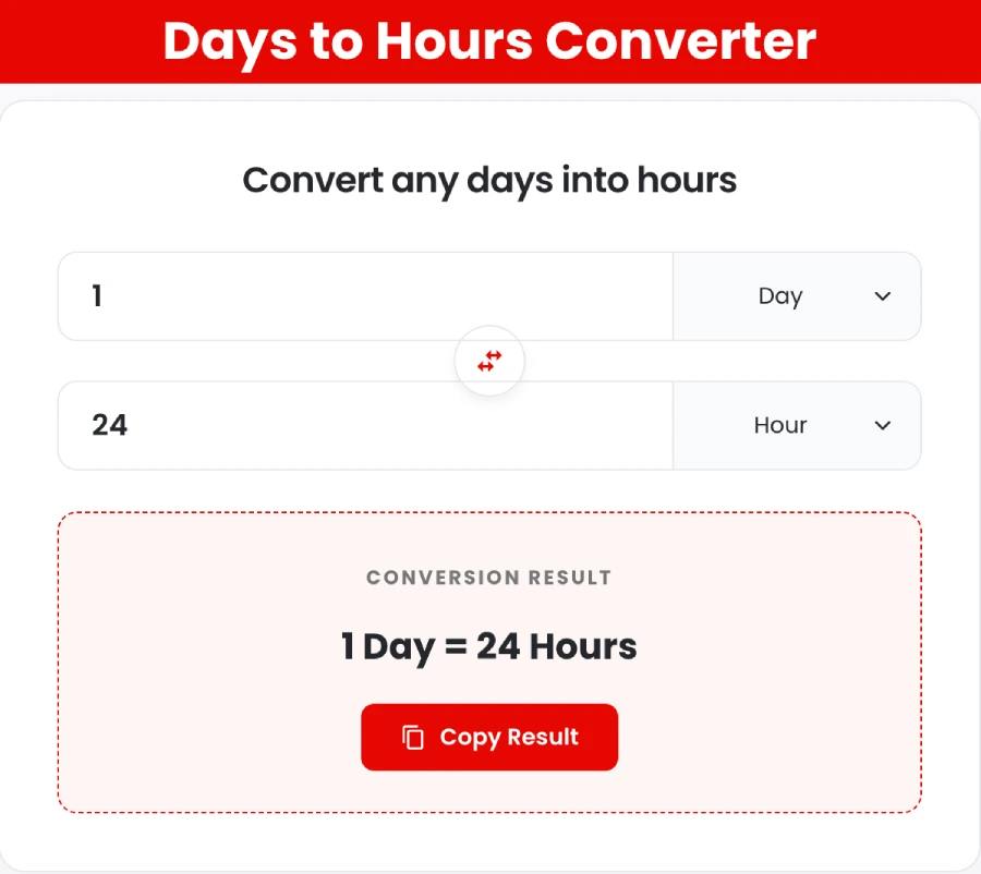 Days to Hours Converter – Online Calculator (days to hrs)
