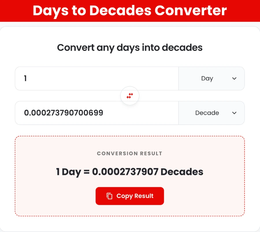 Days to Decades Converter – Online Calculator (days to decs)