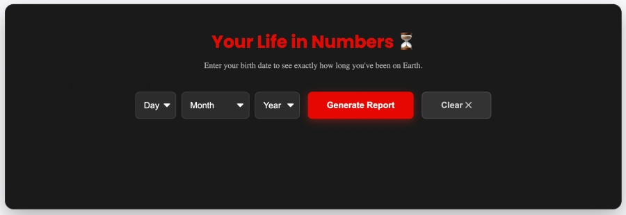 Life in Numbers Calculator – See Your Time on Earth